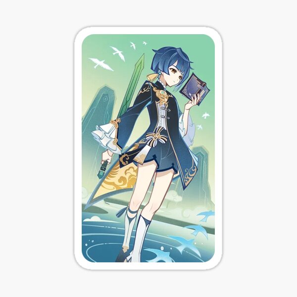 "Genshin Impact TCG | Xingqiu" Sticker for Sale by MonaMegistus | Redbubble