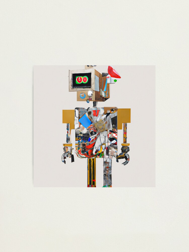 "Copy of AI-generated shiny metal collage robot with lots of wires in ...