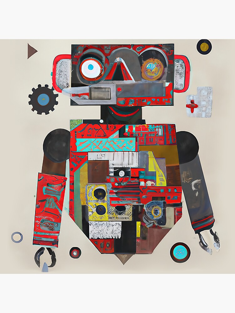 "AI-generated collage robot" Sticker for Sale by AIDrawsItself | Redbubble