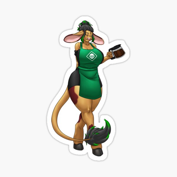 "Jami - The Cow Barista" Sticker for Sale by AshenIris | Redbubble