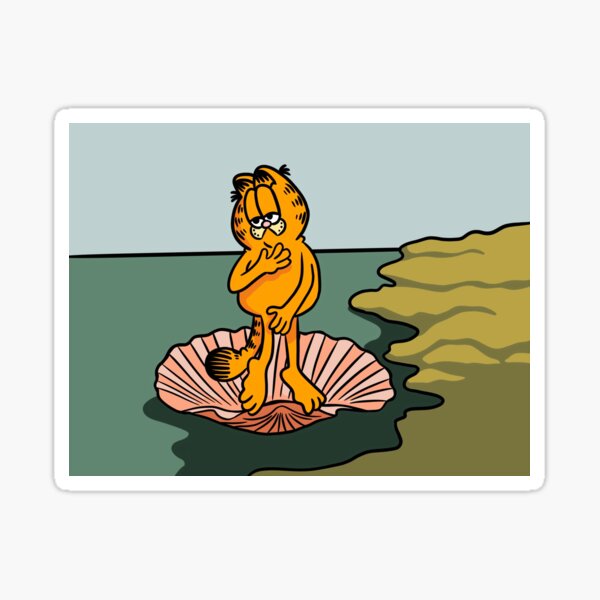 "The Birth of Garfield Sticker" Sticker for Sale by CedarMakesStuff ...