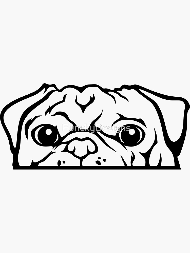 "Funny Peeking Pug Car Window Bumper Sticker" Sticker for Sale by ...