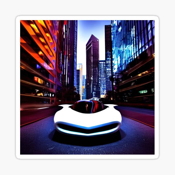 "White Futuristic Car" Sticker for Sale by H-W-Design | Redbubble