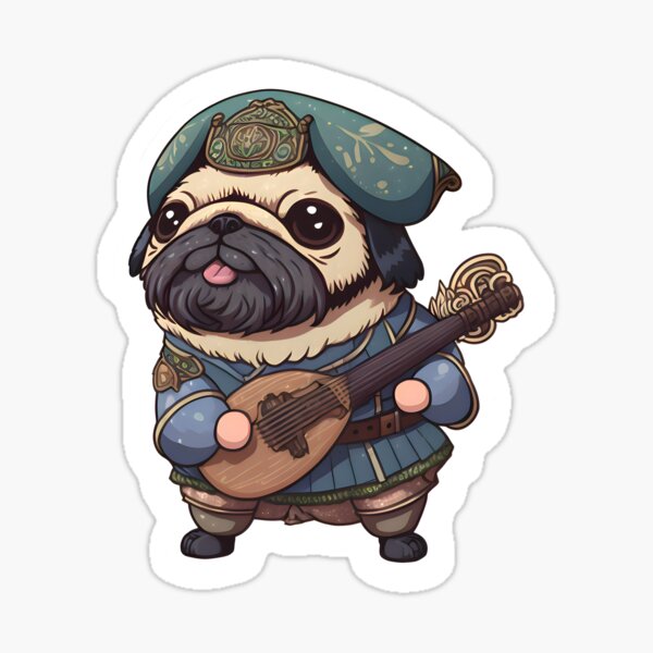"Pug Bard | Pug DND | Dungeons and Dragons Bard" Sticker for Sale by ...