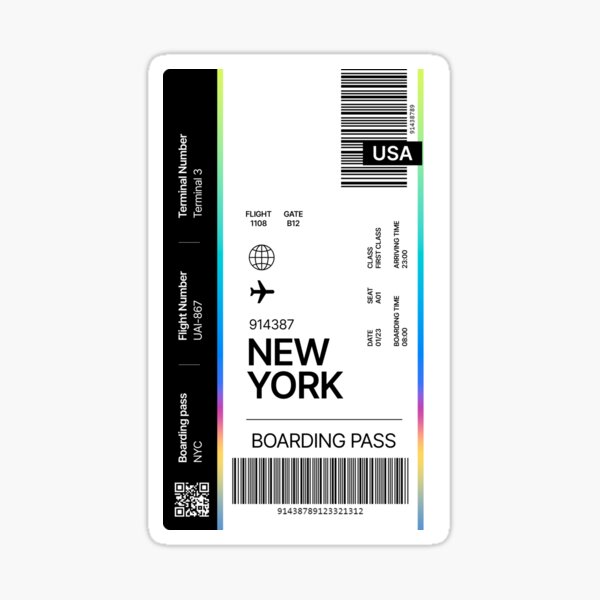 "New York boarding pass" Sticker for Sale by Perfectsquare | Redbubble