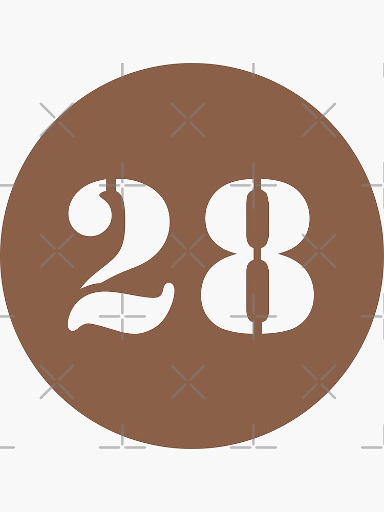 "Number Twenty Eight (28) in Brown Circle" Sticker for Sale by ...