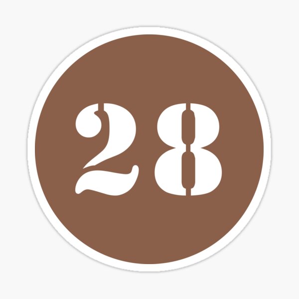 "Number Twenty Eight (28) in Brown Circle" Sticker for Sale by ...