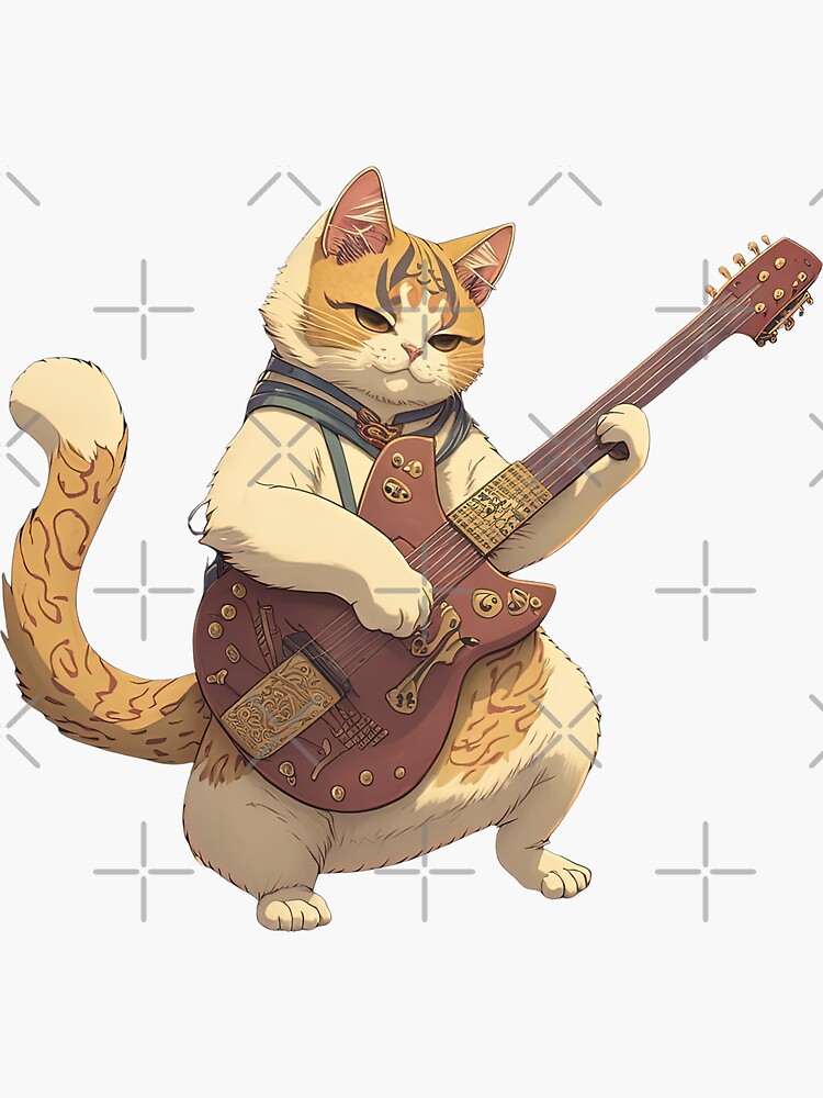 "Cute cat playing guitar" Sticker for Sale by AnimalArtPhotos | Redbubble