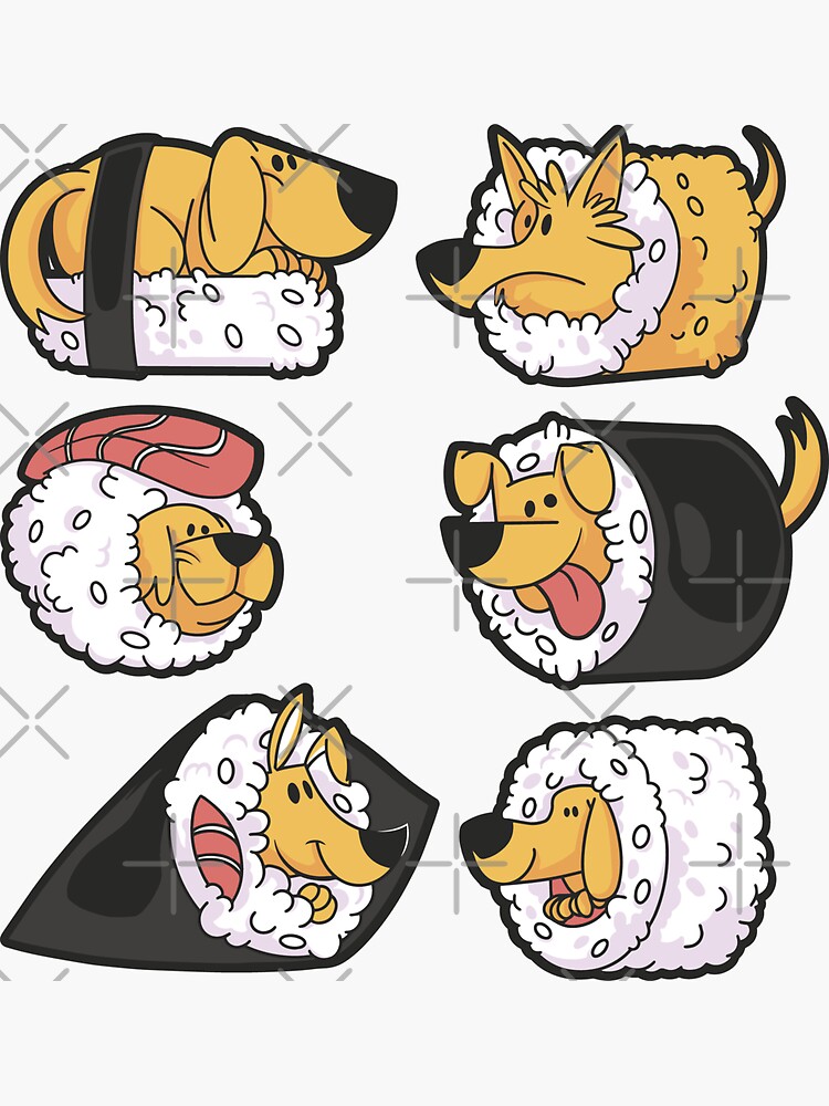 "Sushi Dog Animals Funny Kawaii Anime Japanese food " Sticker for Sale ...