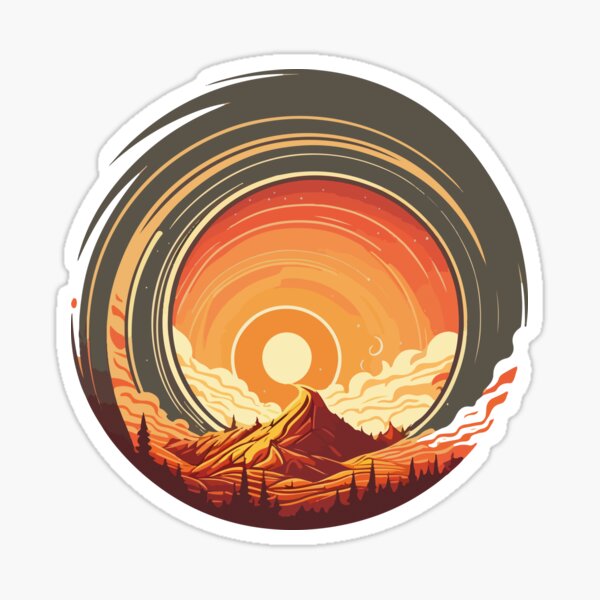 "Circular mountain evening" Sticker for Sale by ai-miilk | Redbubble