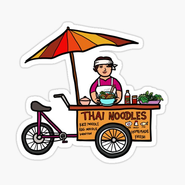 "Street food vendor selling Thai noodle. Asian outdoor healthy eating ...