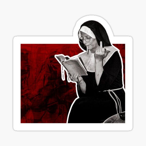 Bad Nun Making Rude Gesture Digital Art Sticker For Sale By Gogmagosh Redbubble