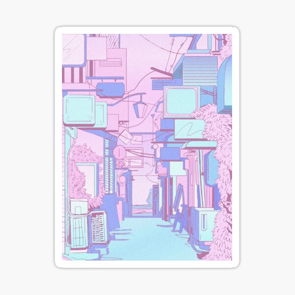 "Aesthetic Lofi Anime Alleyway" Sticker for Sale by ElephaTees | Redbubble