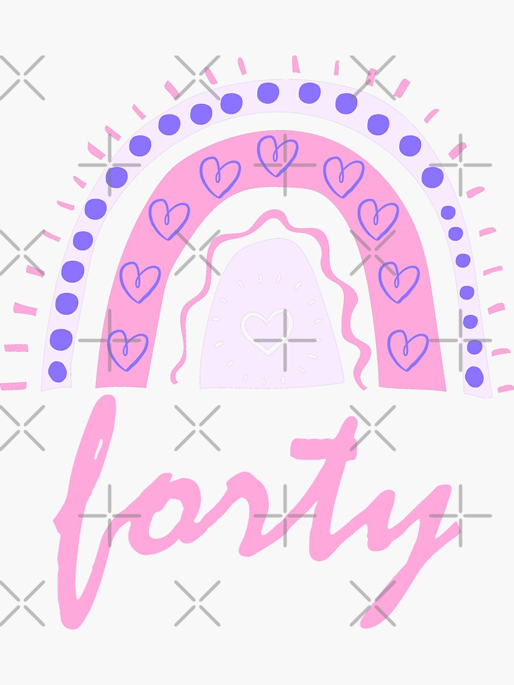 "Forty Year Old Fortieth Birthday Cute Fun Doodle Boho Rainbow" Sticker ...