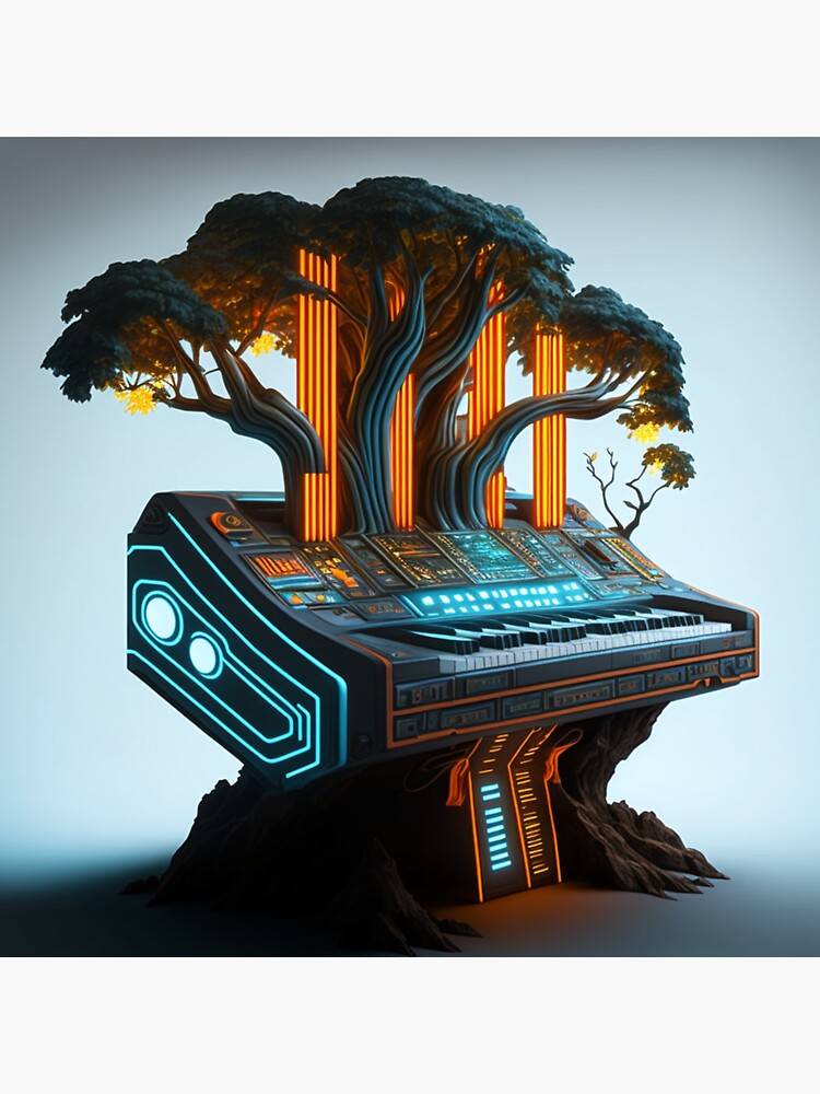 "Music Artwork, Synth Tree, Tron Legacy Style" Sticker for Sale by codykurtzmartin | Redbubble