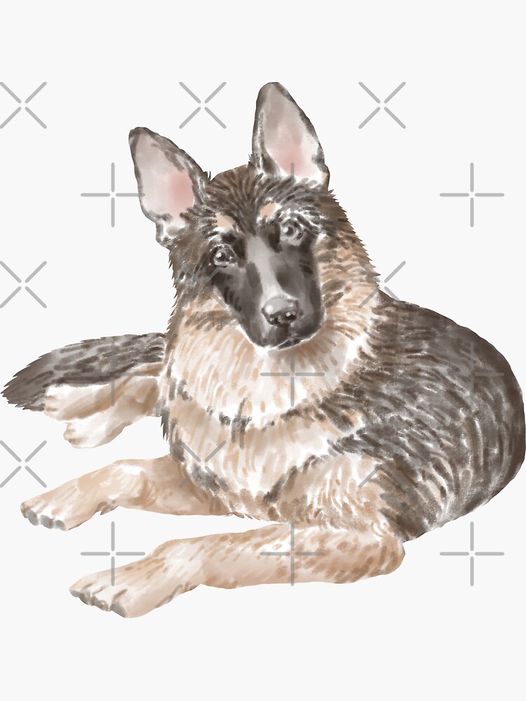 "GSD Laying Down" Sticker for Sale by WolfCrow | Redbubble