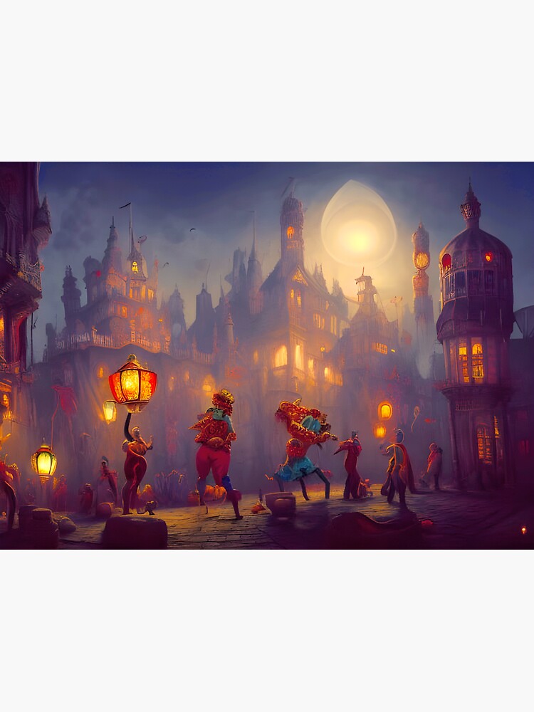 "Grotesque Clowns in a Medieval Town 2" Sticker for Sale by dllazarus ...