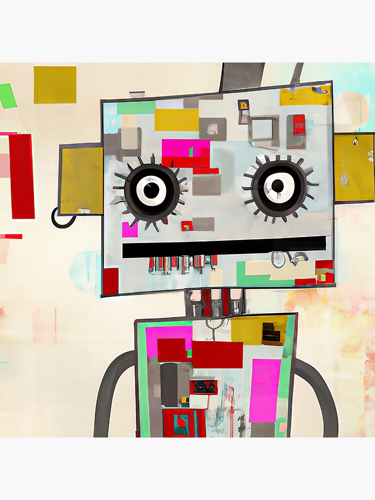 "AI-generated abstract boxy robot made of squares" Sticker for Sale by ...