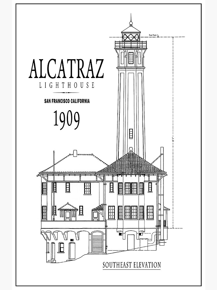 Alcatraz Island Lighthouse Blueprint Poster For Sale By Daniel Hagerman Redbubble