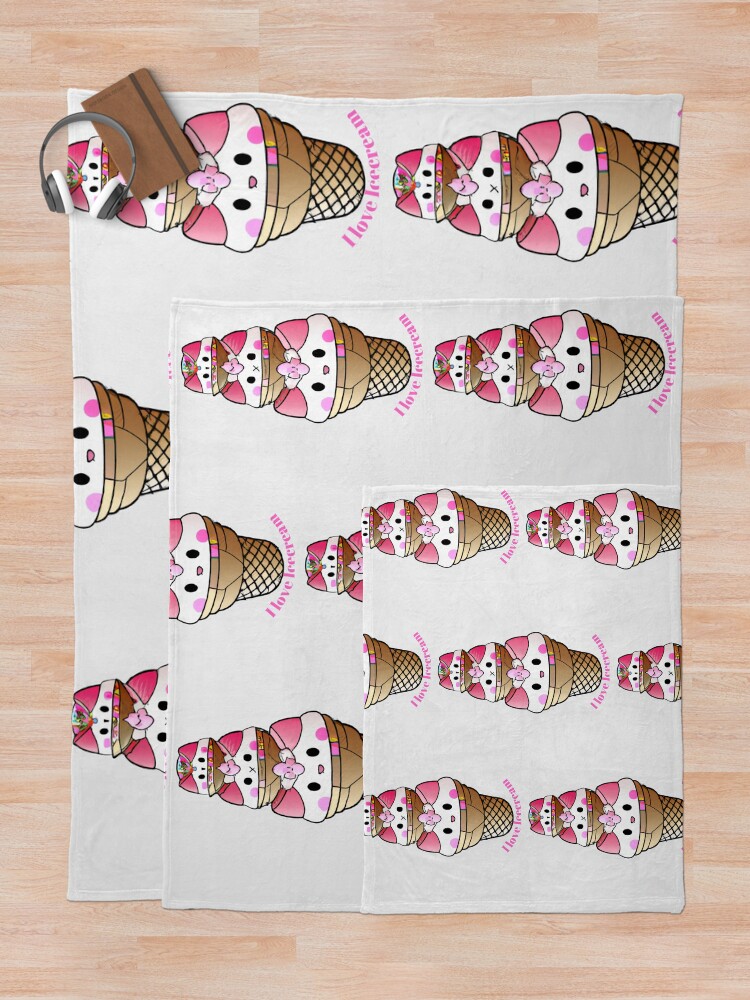 Hello Summer Three Layer Kitty Strawberry Vanilla Ice Cream Throw ...