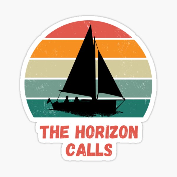 "The horizon Calls Sailboat with colorful retro sunset horizon ...