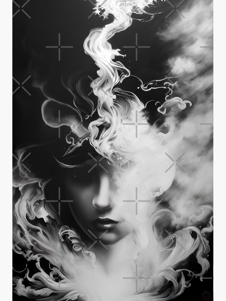 "Black and white anime girl dissolving in smoke" Sticker for Sale by ...