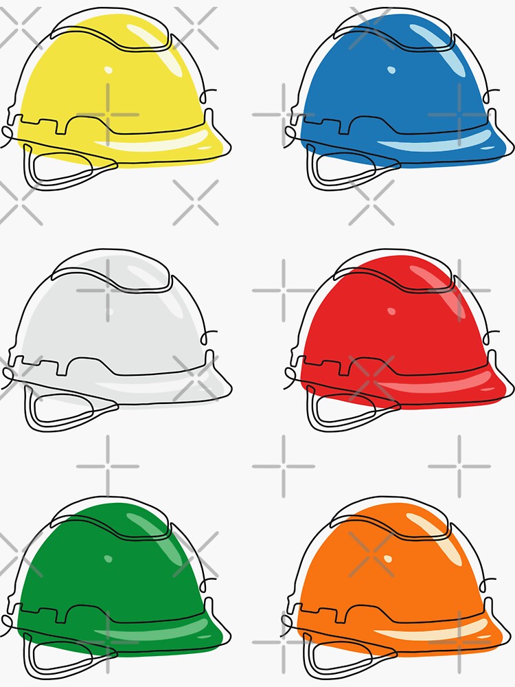 "Construction hard hats" Sticker for Sale by Johka | Redbubble