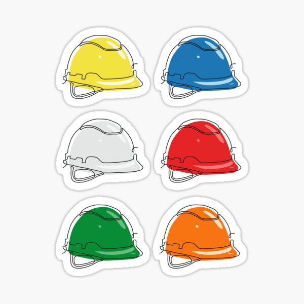 "Construction hard hats" Sticker for Sale by Johka | Redbubble