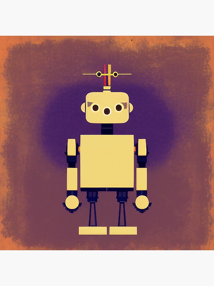 "AI-generated boxy orange robot with spinny propeller on its head ...