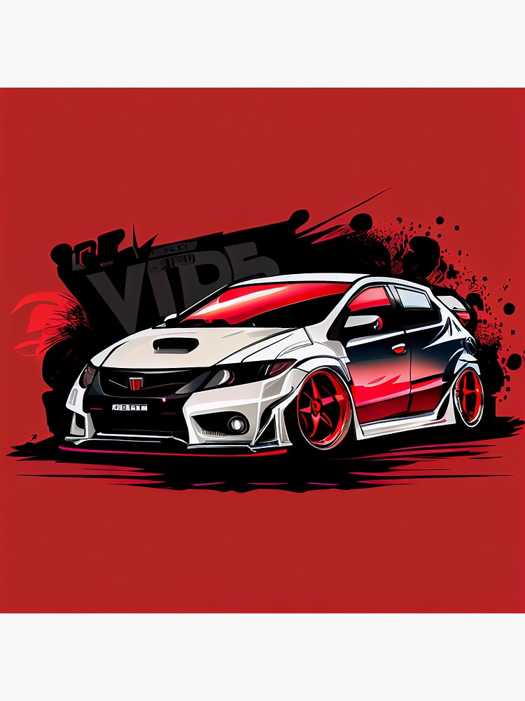 "Painting of a Honda Civic mk8 typeR " Sticker for Sale by MotivStyle ...