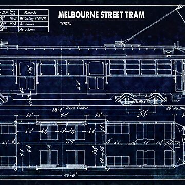"Vintage Typical Melbourne Australia Street Tram Blueprint" Poster for ...