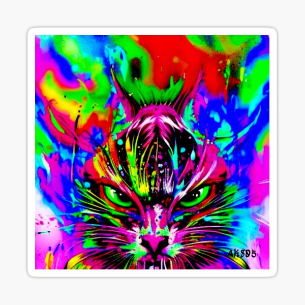 "My Version of, The Grumpy Cat, Neon Rainbow Colors, Beautiful Original ...