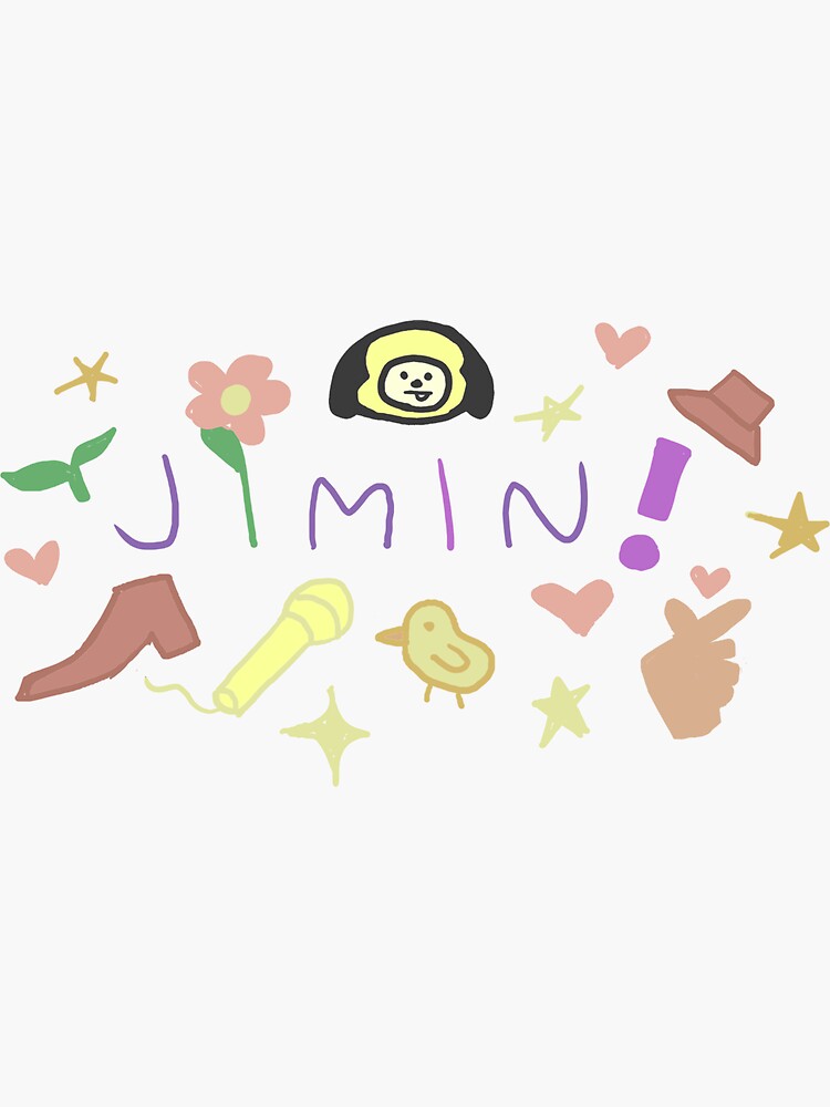 "bts jimin doodle art" Sticker for Sale by zeezuuu | Redbubble
