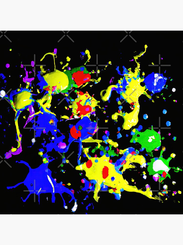 "Bright coloured paint splats on a black background" Sticker for Sale ...