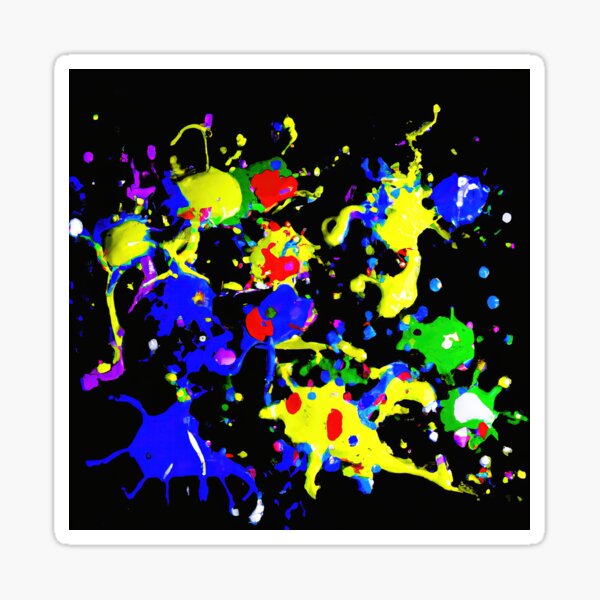 "Bright coloured paint splats on a black background" Sticker for Sale ...