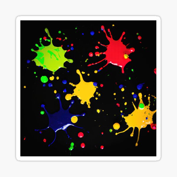 "Bright coloured paint splats on a black background" Sticker for Sale ...