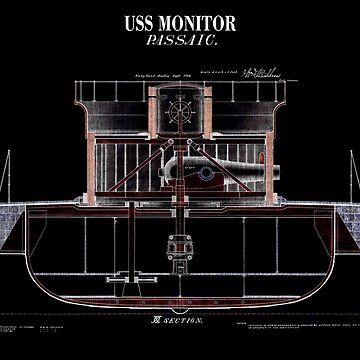"USS MONITOR Civil War Iron Clad Ship Blueprint" Photographic Print for ...