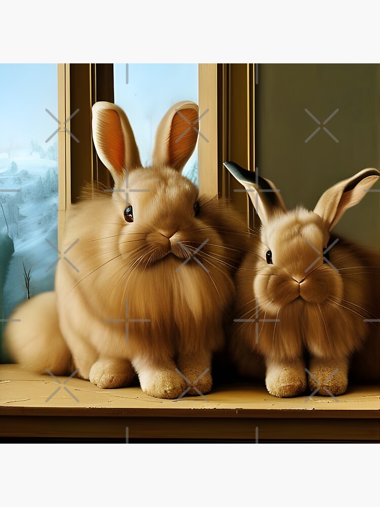 "Rabbits by the Window" Sticker for Sale by SuziePalmer | Redbubble