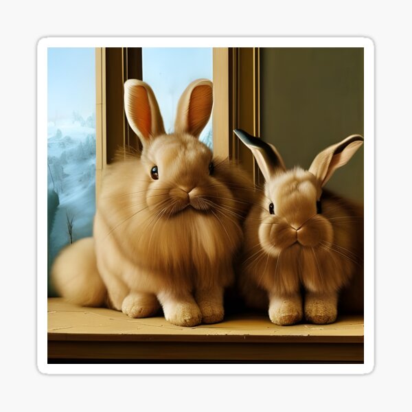 "Rabbits by the Window" Sticker for Sale by SuziePalmer | Redbubble