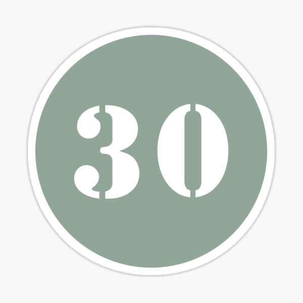 "Number Thirty (30) in Sage Green Circle" Sticker for Sale by ...