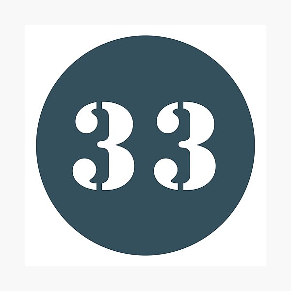 Lámina fotográfica «Número treinta y tres (33) en círculo azul marino ...