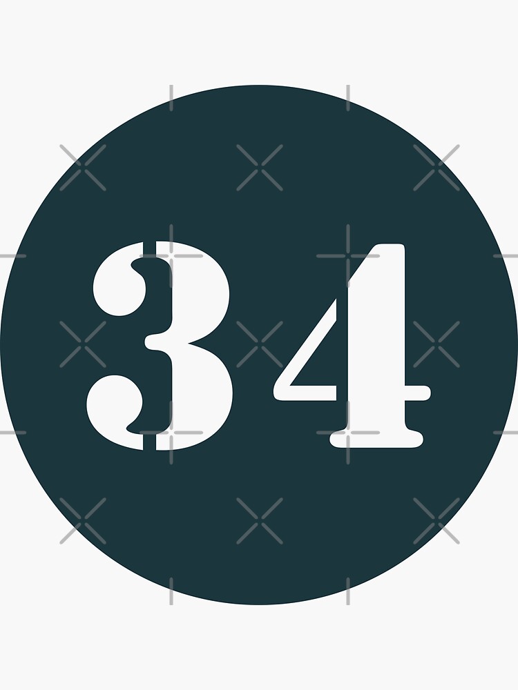 "Number Thirty Four (34) in Dark Blue Circle" Sticker for Sale by ...