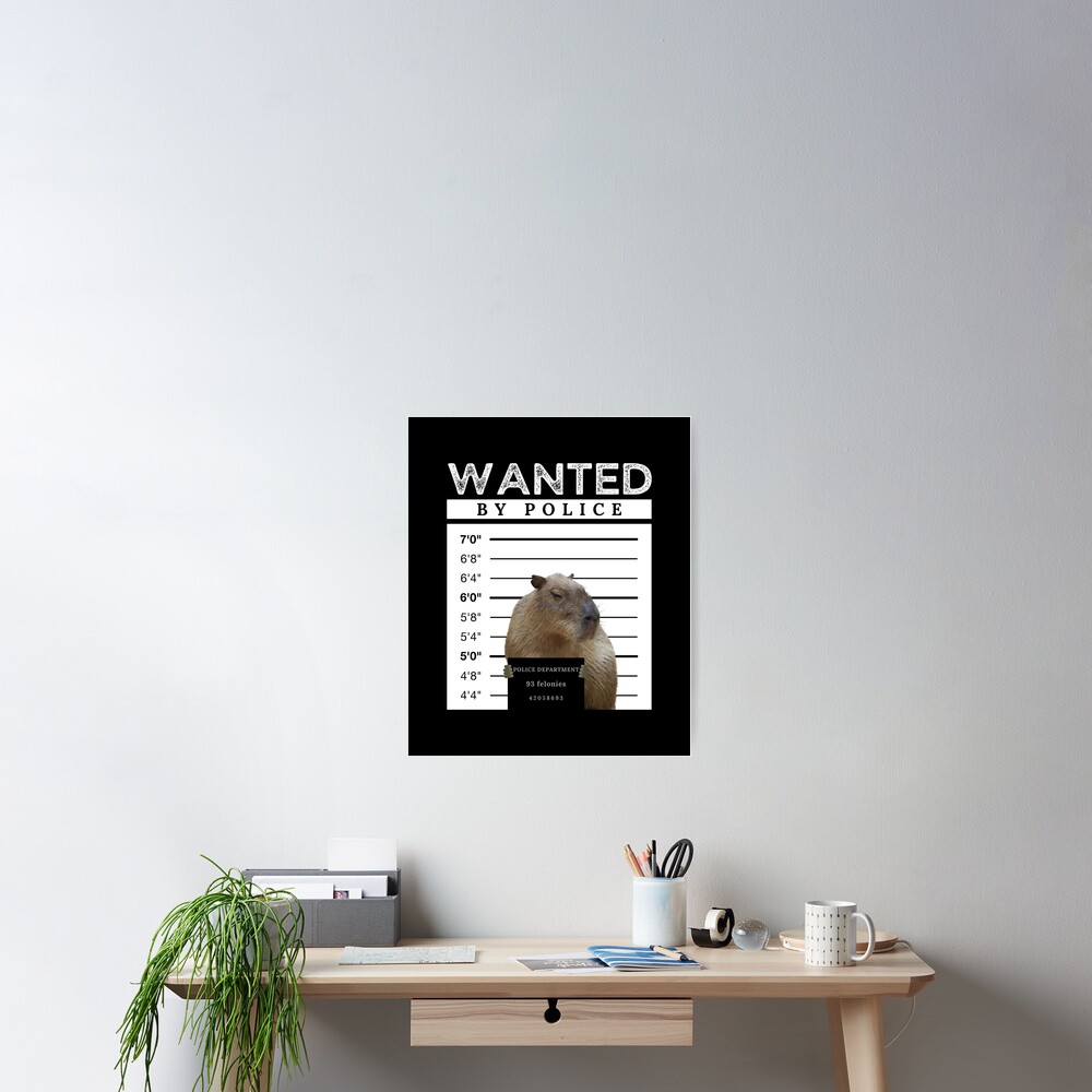 "Capybara Wanted Mugshot Capybara Meme " Poster for Sale by ...