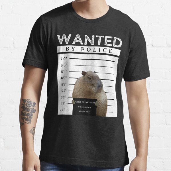 "Capybara Wanted Mugshot Capybara Meme " T-shirt for Sale by ...