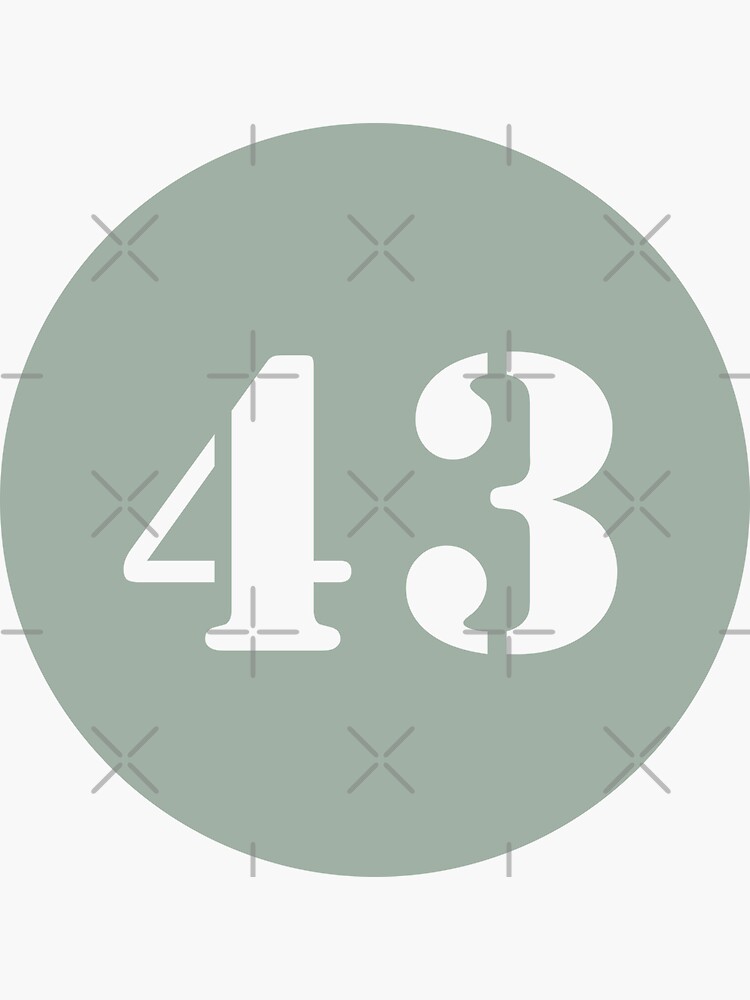 "Number Forty Three (43) in Sage Green Circle" Sticker for Sale by ...