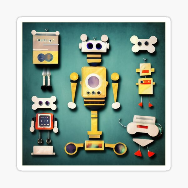 "AI-generated dog-bone collage robots" Sticker for Sale by ...