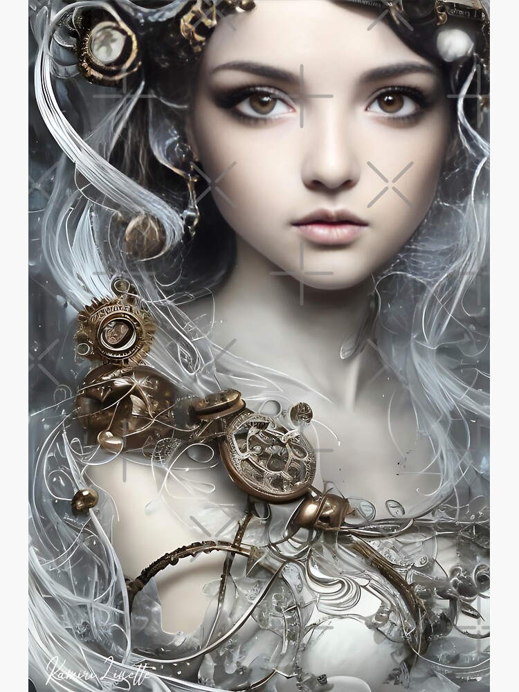 "Aurora Steampunk Girl Portrait " Sticker for Sale by Kamiri | Redbubble