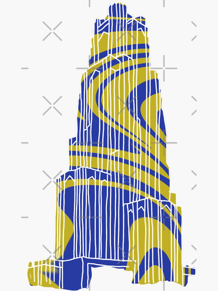 "Blue and yellow groovy - Cathedral of Learning" Sticker for Sale by ...