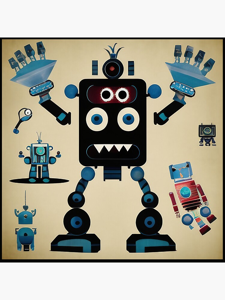 "AI-generated scary robot being attacked in battle by less-scary robots ...