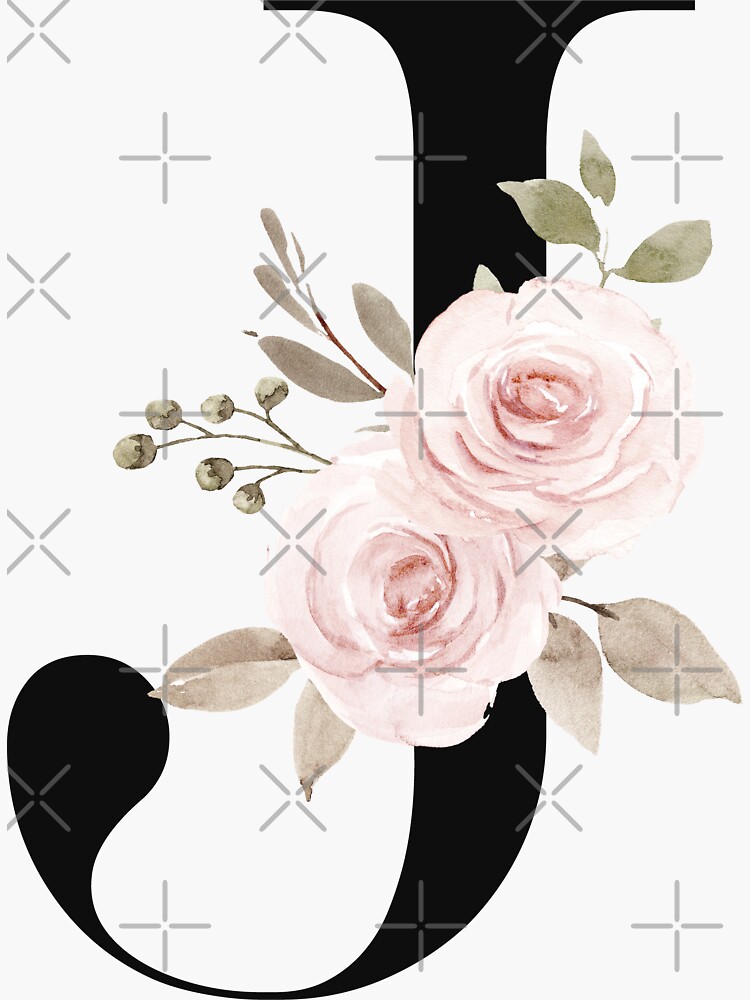 "Watercolor letter J with pink flowers" Sticker for Sale by ...